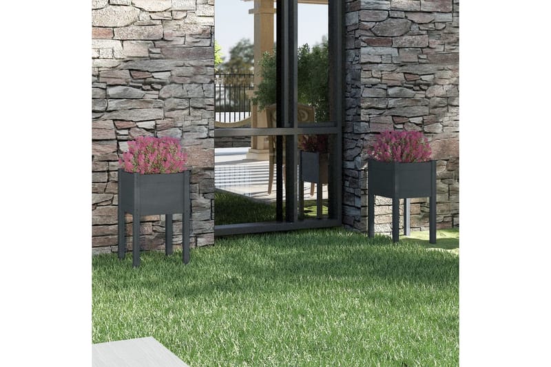 Be Basic Plantekasser 2 stk 40x40x70 cm heltre furu grå Grå - Interiør ...