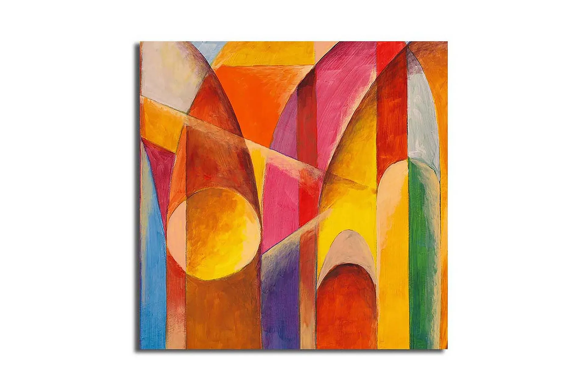 Lerretsbilde 45x45 cm - Abstrakt komposisjon med geometriske former og ...