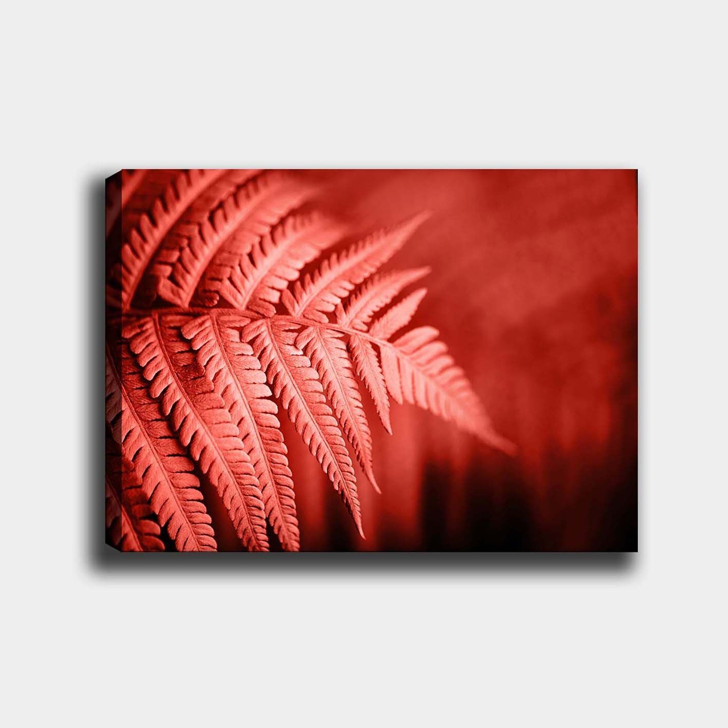 Lerretsbilde 70x100 cm - Stilisert bilde av en rødlig bregne som ...