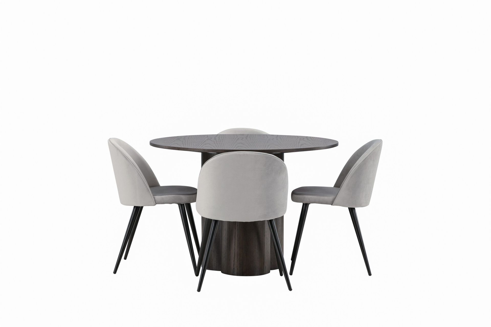 Venture Home Olivia Spisegruppe 110 cm Rund med 4 Velvet Stoler Grå ...