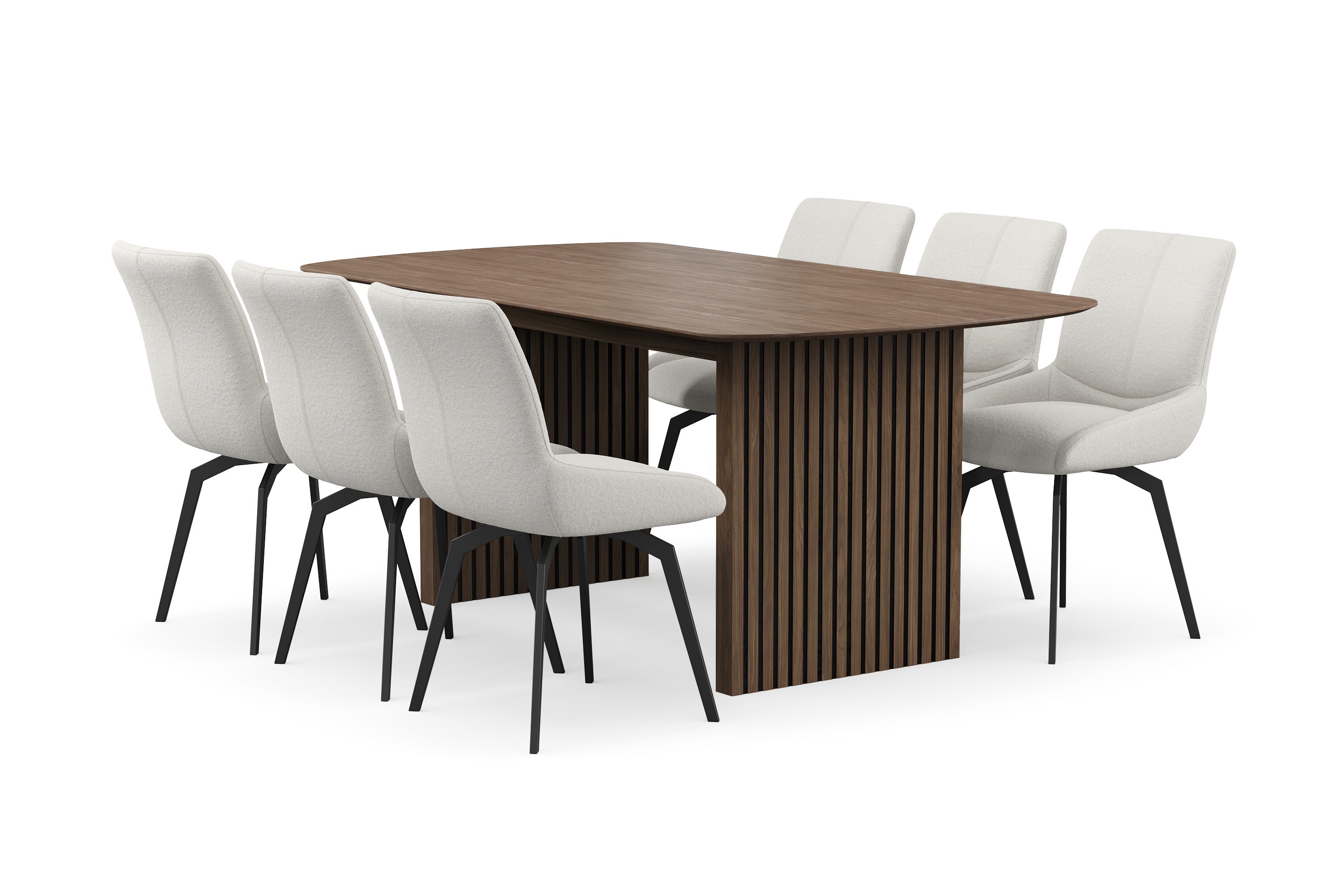 Bark Richeto Spisegruppe 180 cm med 6 Mora Snurrestoler Røkt eik/Lys ...