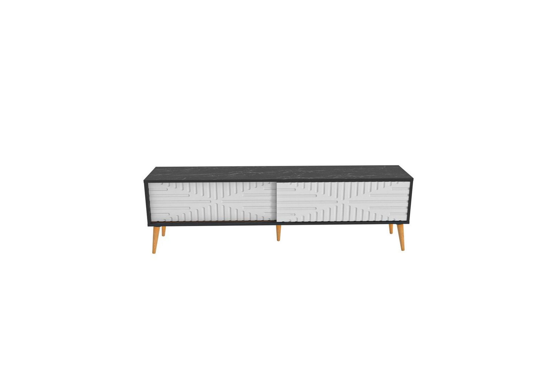 Kalon TV-benk 180 cm Sort/Hvit - Møbler - Chilli