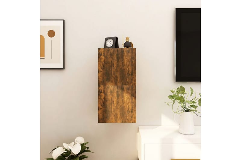 Vegghengte TV-benker 2 stk røkt eik 30,5x30x30 cm Brun - Møbler - Chilli