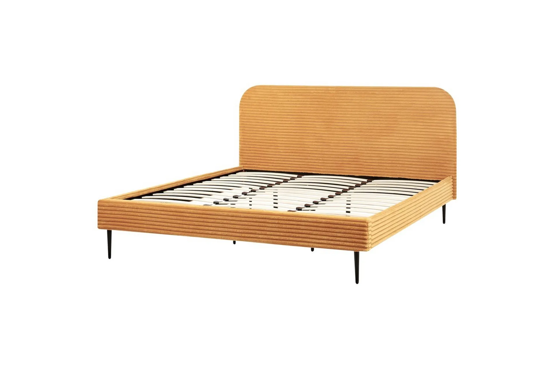Seng med lamellramme Flayat Oransje, svart, 180x200 cm - Møbler - Chilli
