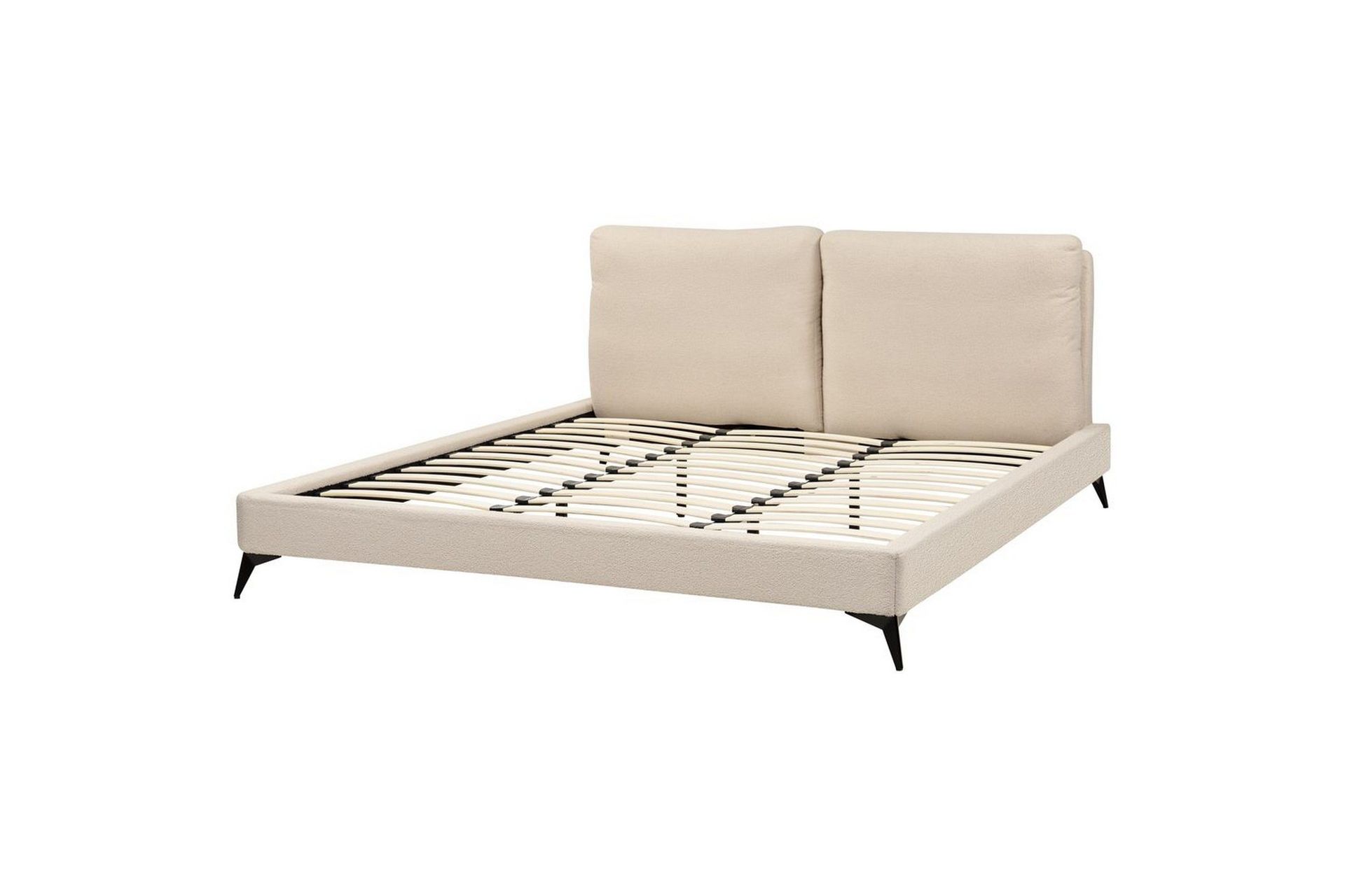 Seng med lamellramme Melle Beige/Bouclé, 180x200 cm - Møbler - Chilli