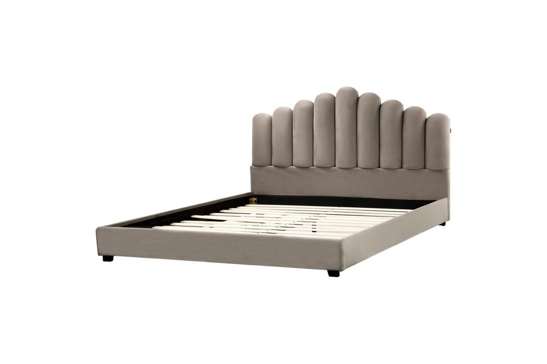 Seng med lamellramme Vincennes Taupe, svart, 180x200 cm - Møbler - Chilli