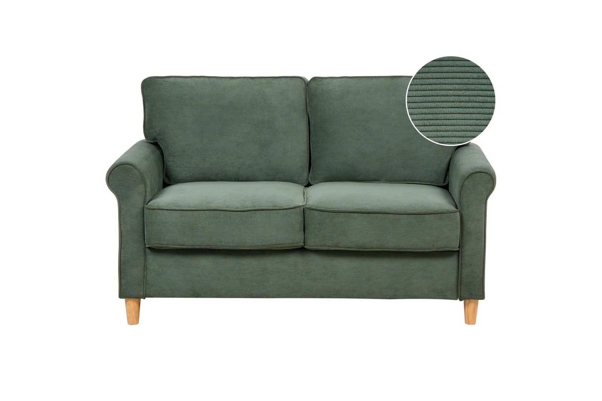 2-sitssoffa Beliani Ronneby Beige, ljust trä Dark green||Light colored ...