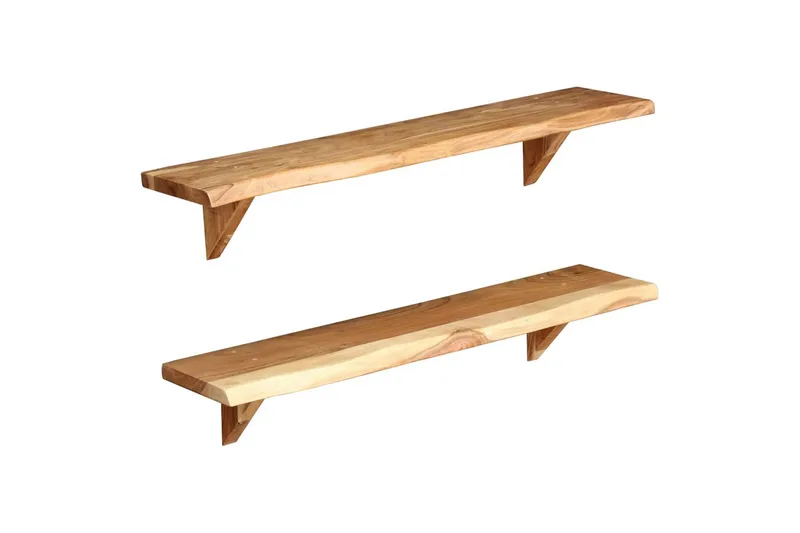 Vegghyller 2 stk 90x20x16 cm heltre akasie - Vegghylle - Chilli